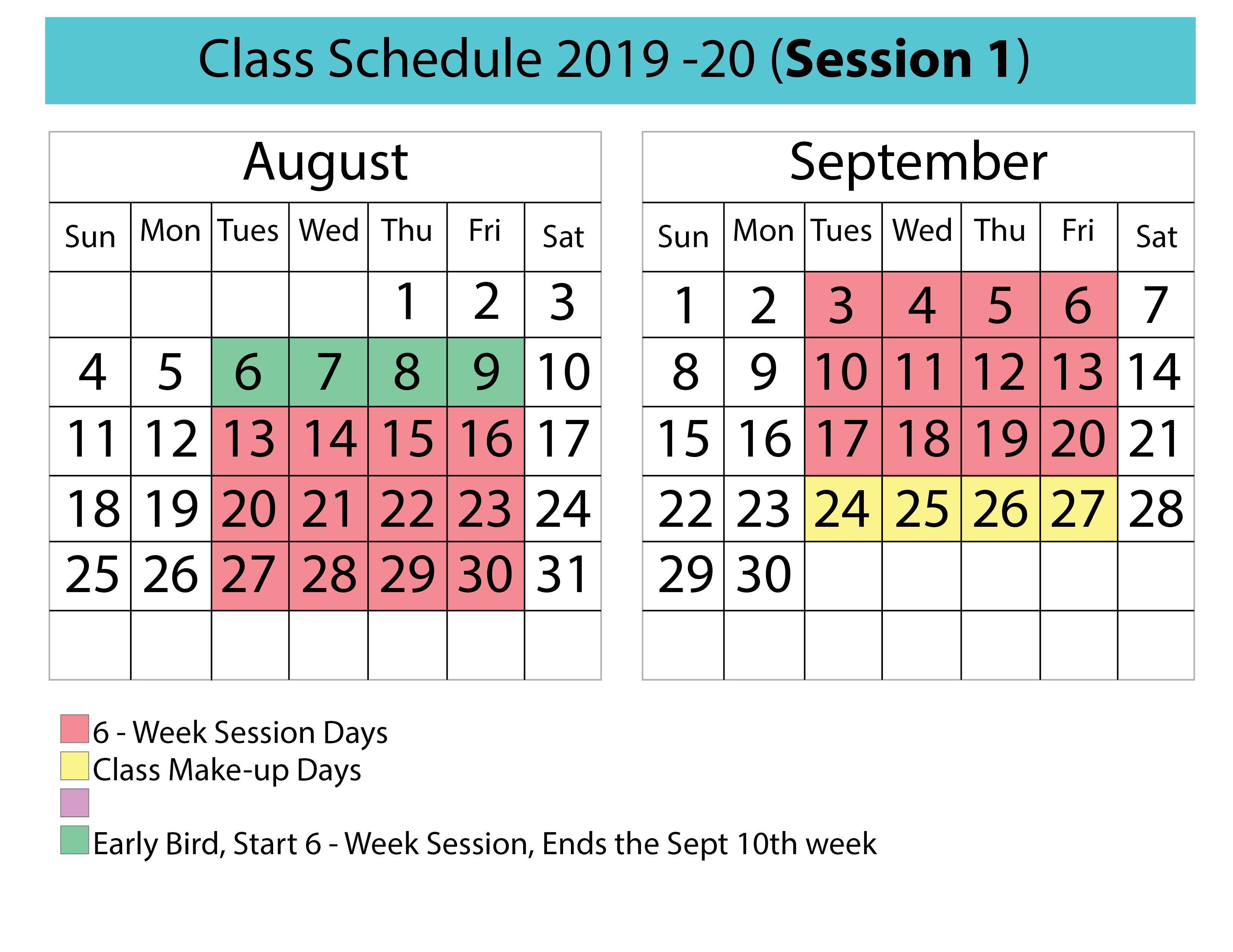2019 – 20 New School Sessions